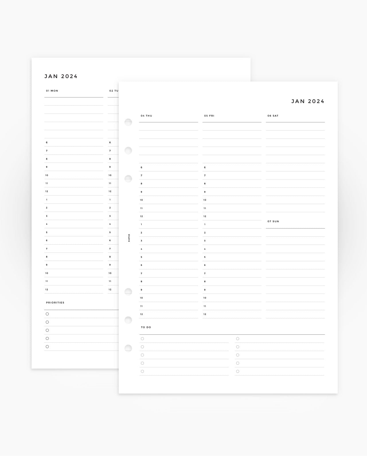 2024 - 2025 Dated Weekly Hourly Planner Inserts & Refill - 8LOTUS