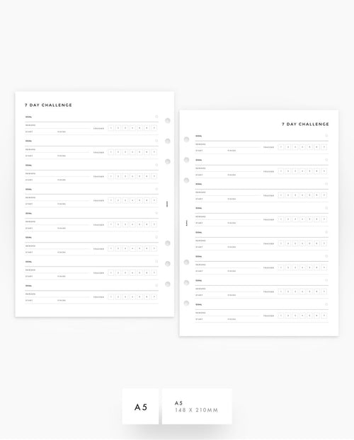 7 Day Challenge Planner Inserts - PDF