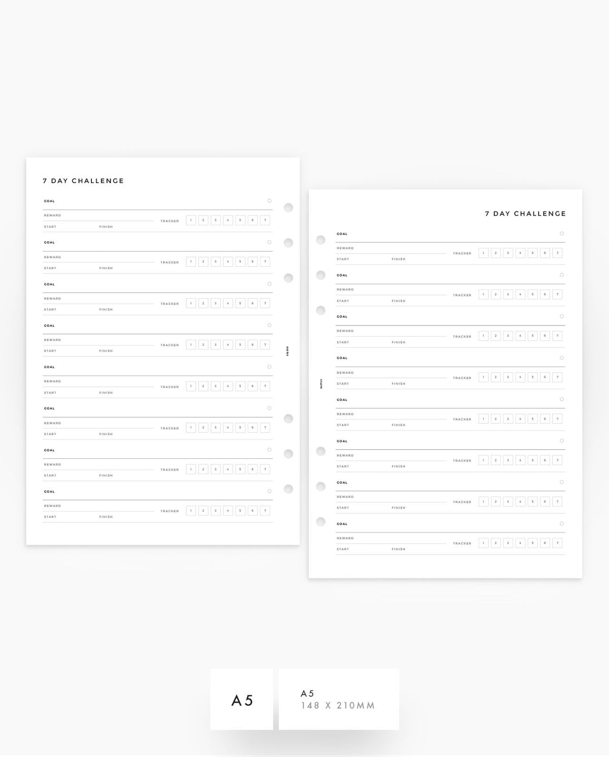 7 Day Challenge Planner Inserts - 8Lotus