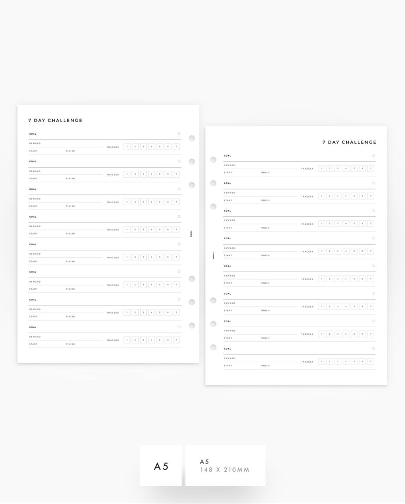7 Day Challenge Planner Inserts - 8Lotus