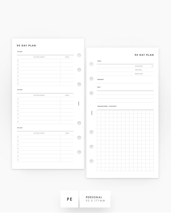 90 Day Plan Printable Planner Inserts - 8Lotus
