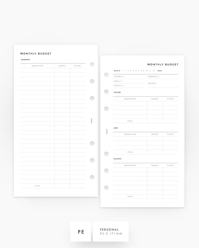 Monthly Budget Planner Inserts - 8Lotus