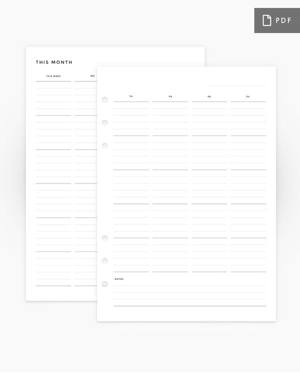 MN161 - Monthly Calendar - Lined - Printable PDF