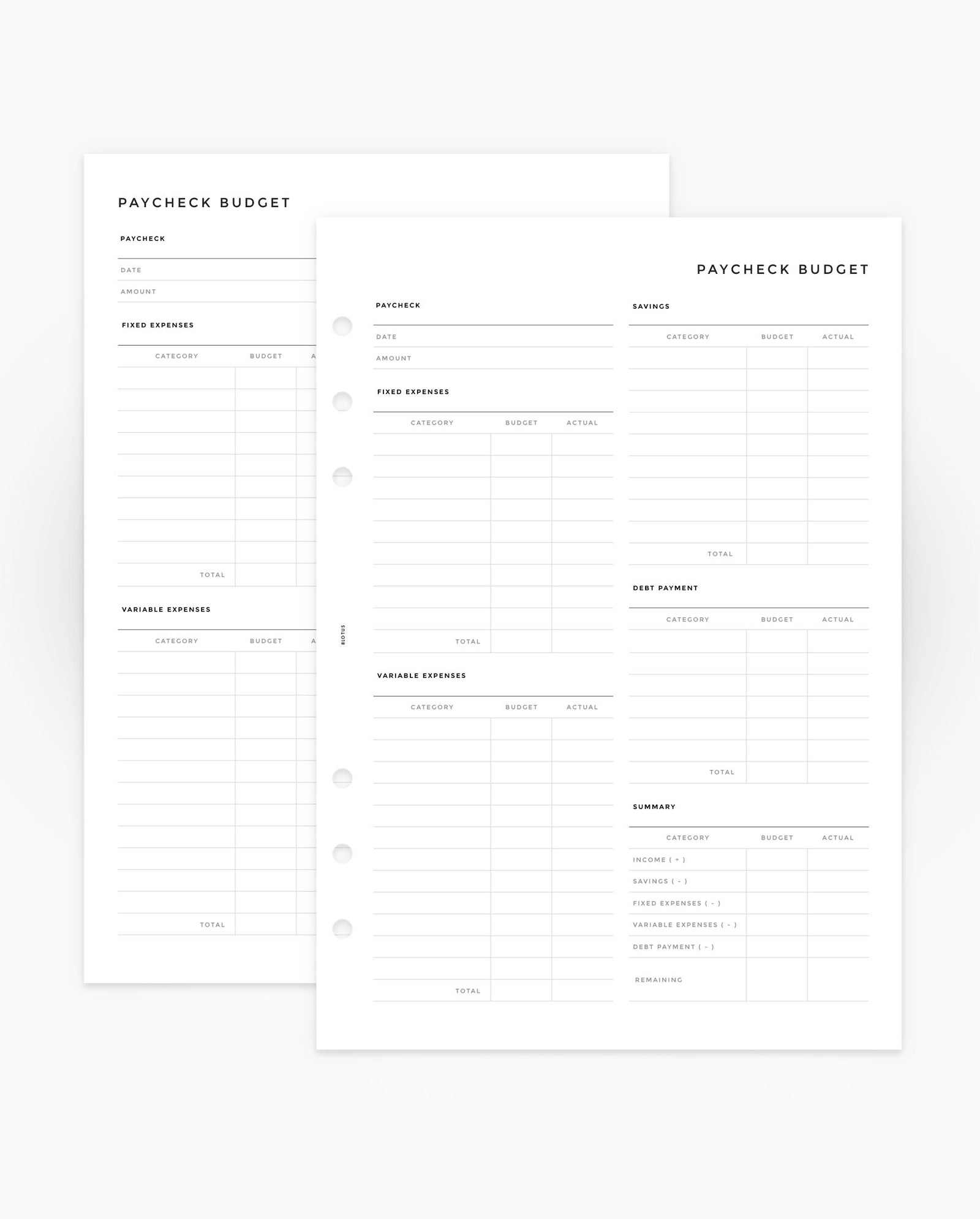 Paycheck Planner Inserts - 8Lotus