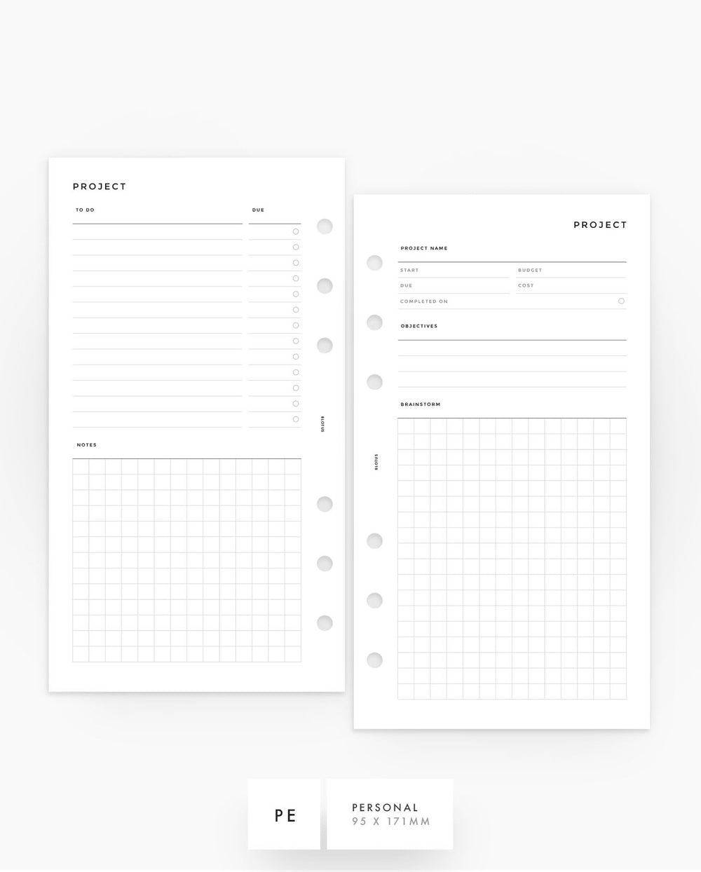 Minimal Project Planner Inserts - 8Lotus