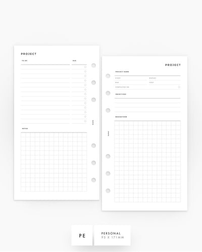 Minimal Project Planner Inserts - 8Lotus