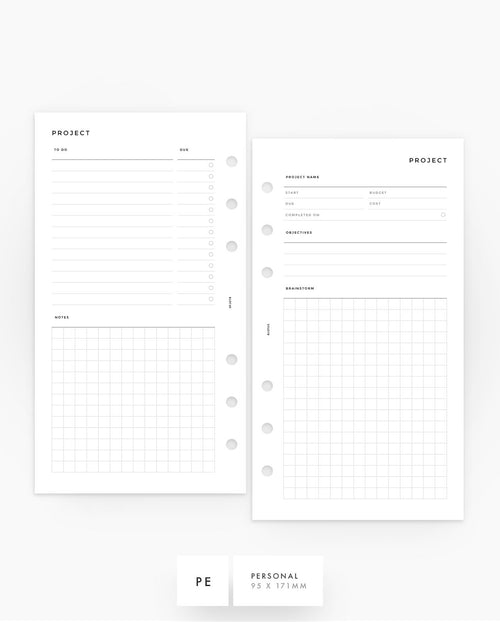 Minimal Project Planner Inserts - 8Lotus