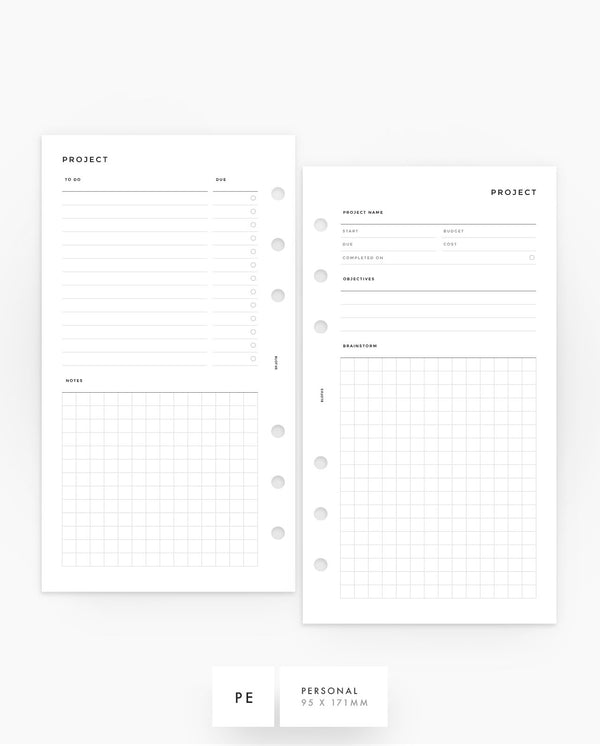 Minimal Project Planner Inserts - 8Lotus