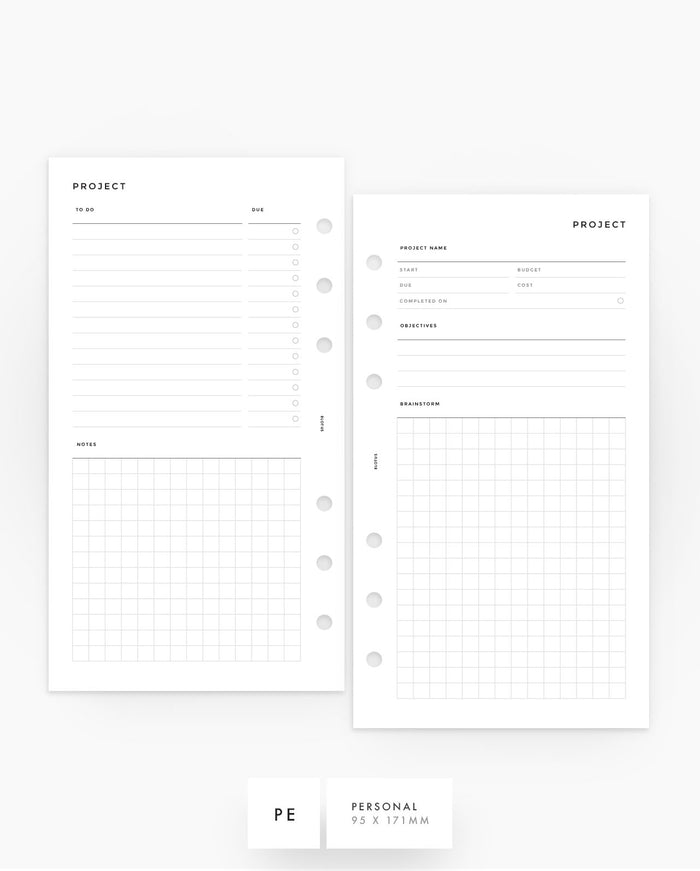 Minimal Project Planner Inserts - 8Lotus