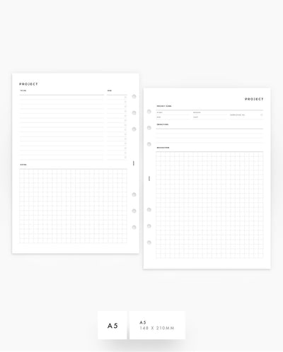 Minimal Project Planner Inserts - 8Lotus