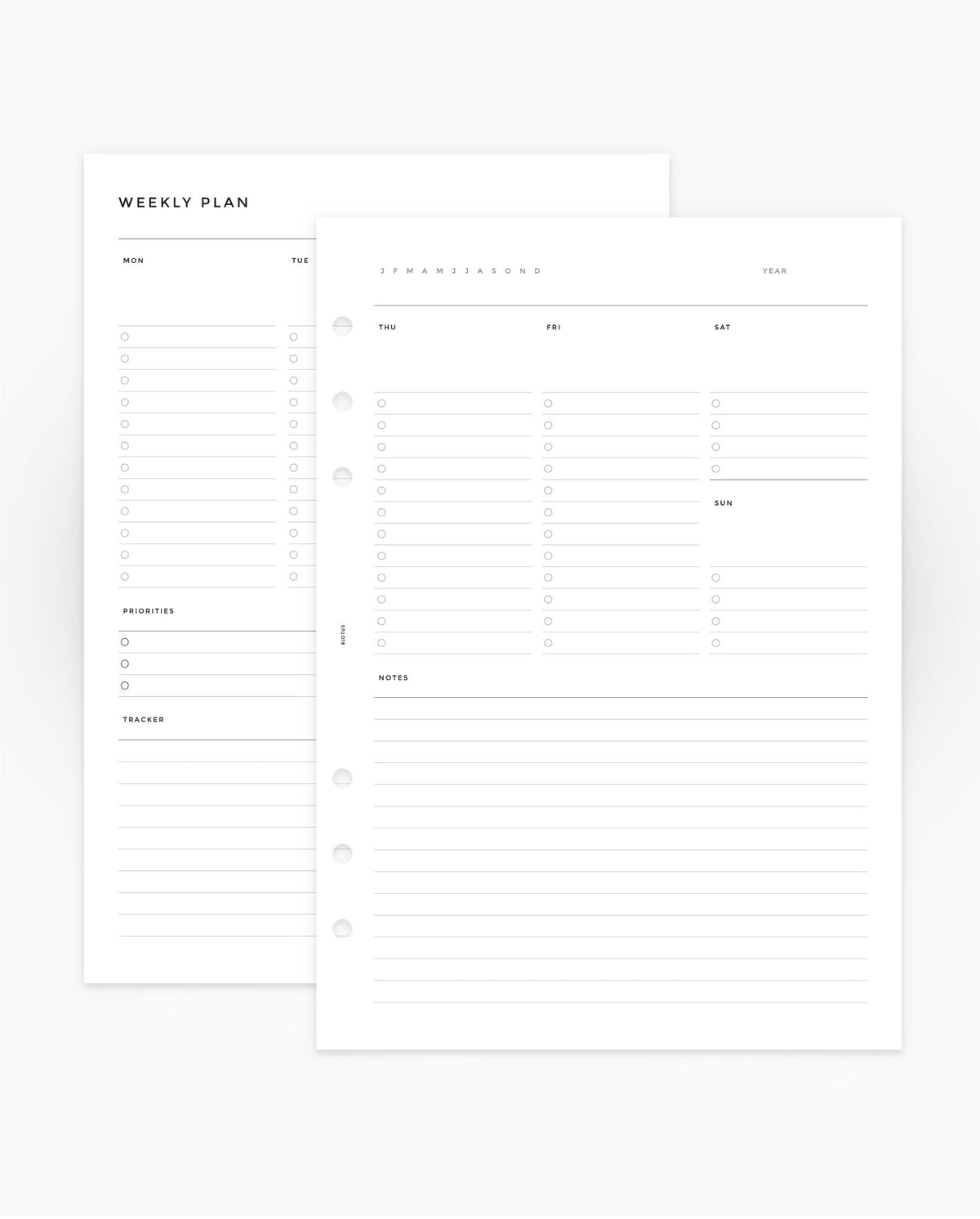 Dual Weekly Planner Inserts - PDF