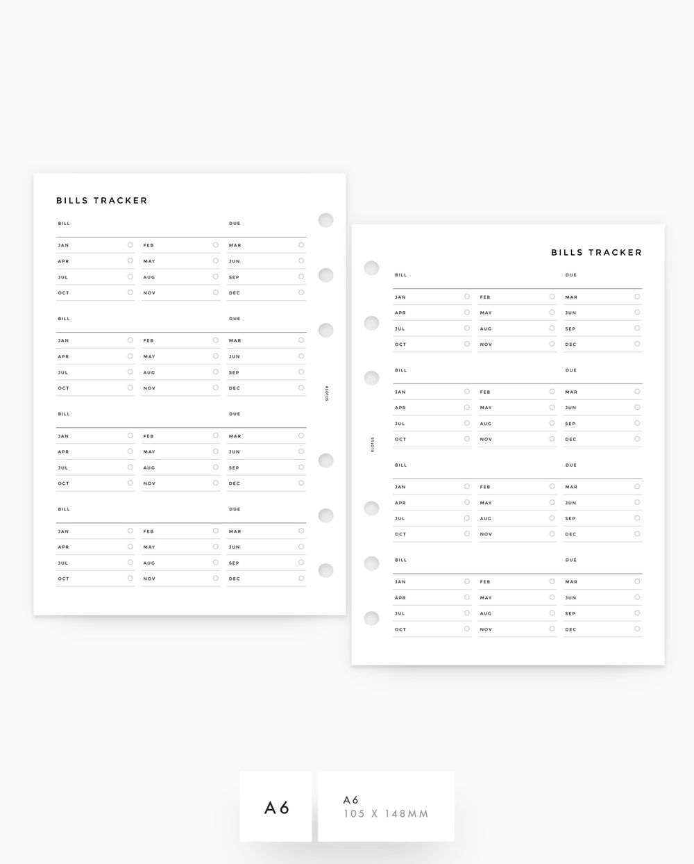 Variable Bills Tracker Planner Inserts - 8Lotus