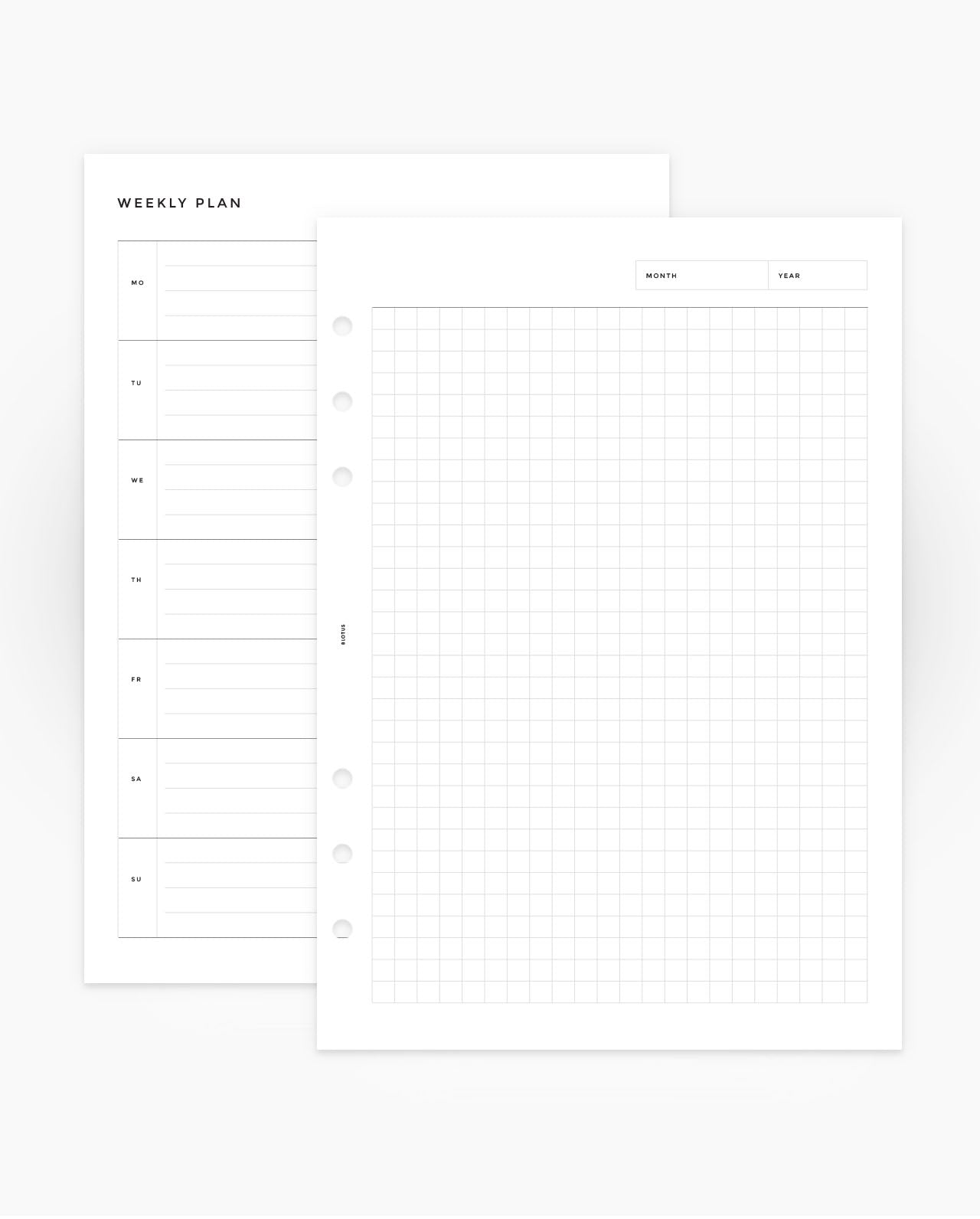 Weekly Lined & Grid Planner Inserts - 8Lotus