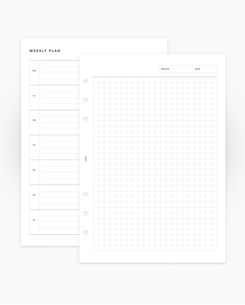 Weekly Lined & Grid Planner Inserts - 8Lotus