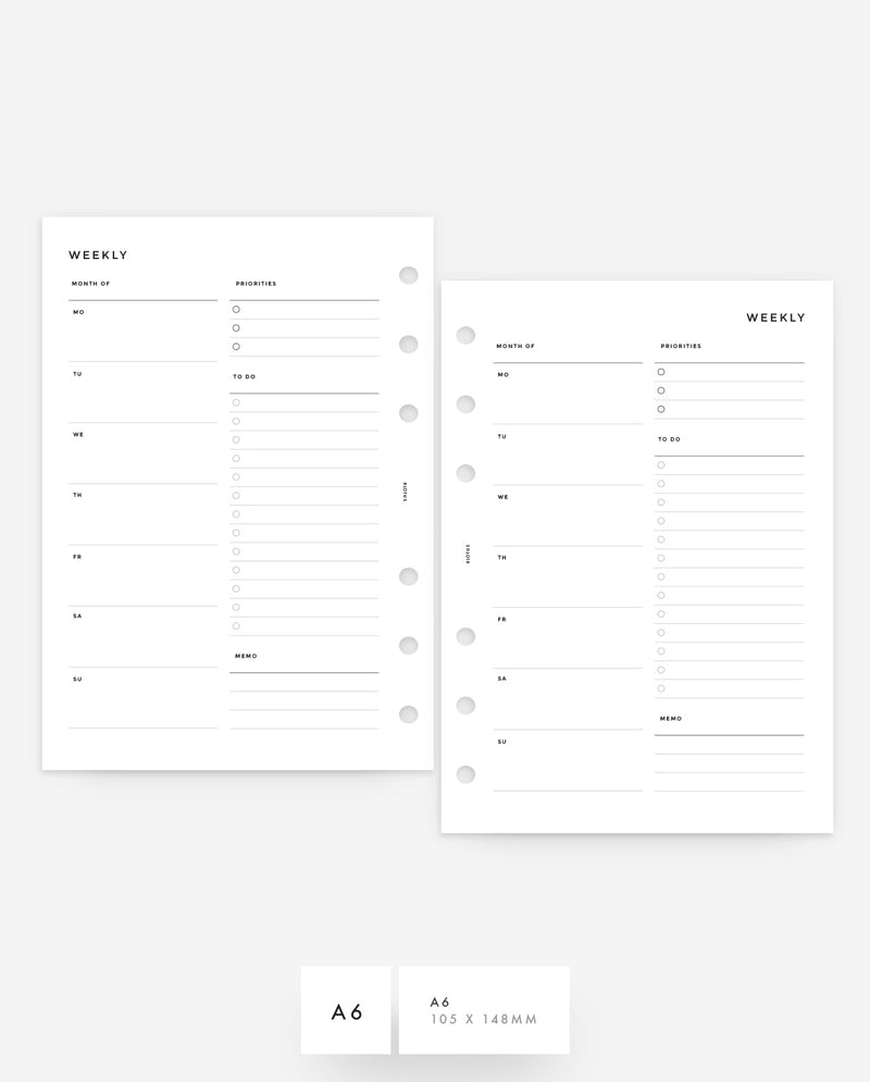 Minimal Weekly Overview Planner Inserts - 8Lotus