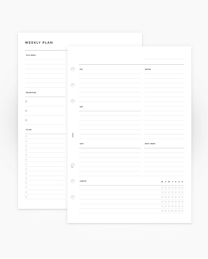 Weekly Sectional - Lined Planner Inserts - 8Lotus