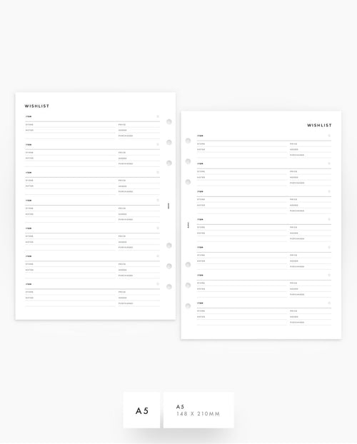 Wishlist Planner Inserts - PDF