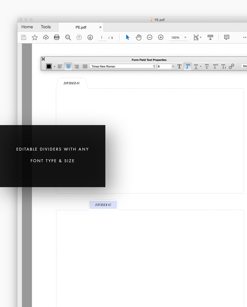 Fillable 6 Side Tab Dividers - PDF