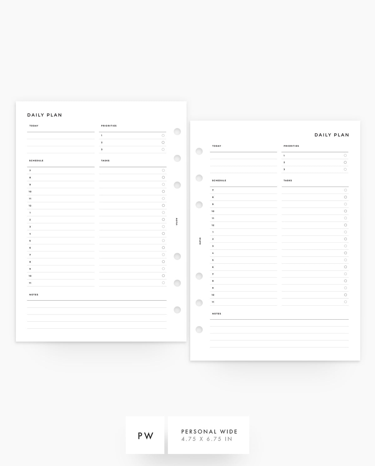 Minimal Daily Hourly Planner Inserts - 8Lotus