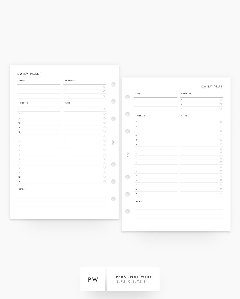 Minimal Daily Hourly Planner Inserts - 8Lotus