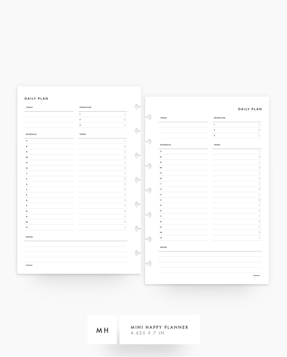 Minimal Daily Hourly Planner Inserts - 8Lotus