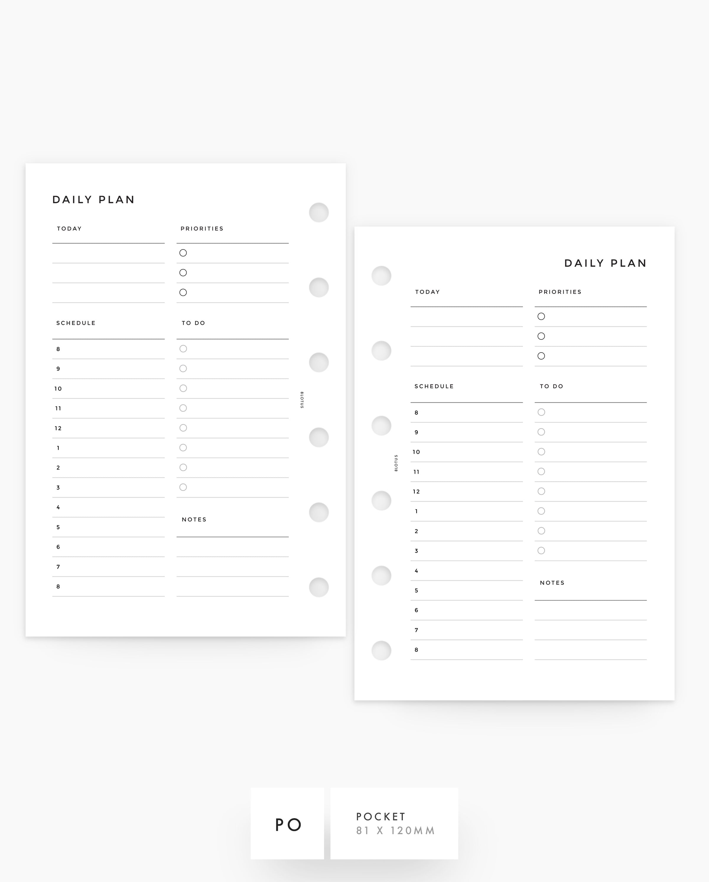 Minimal Daily Hourly Planner Inserts - 8Lotus