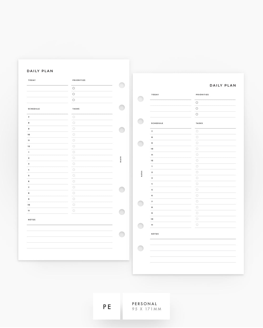 Minimal Daily Hourly Planner Inserts - 8Lotus