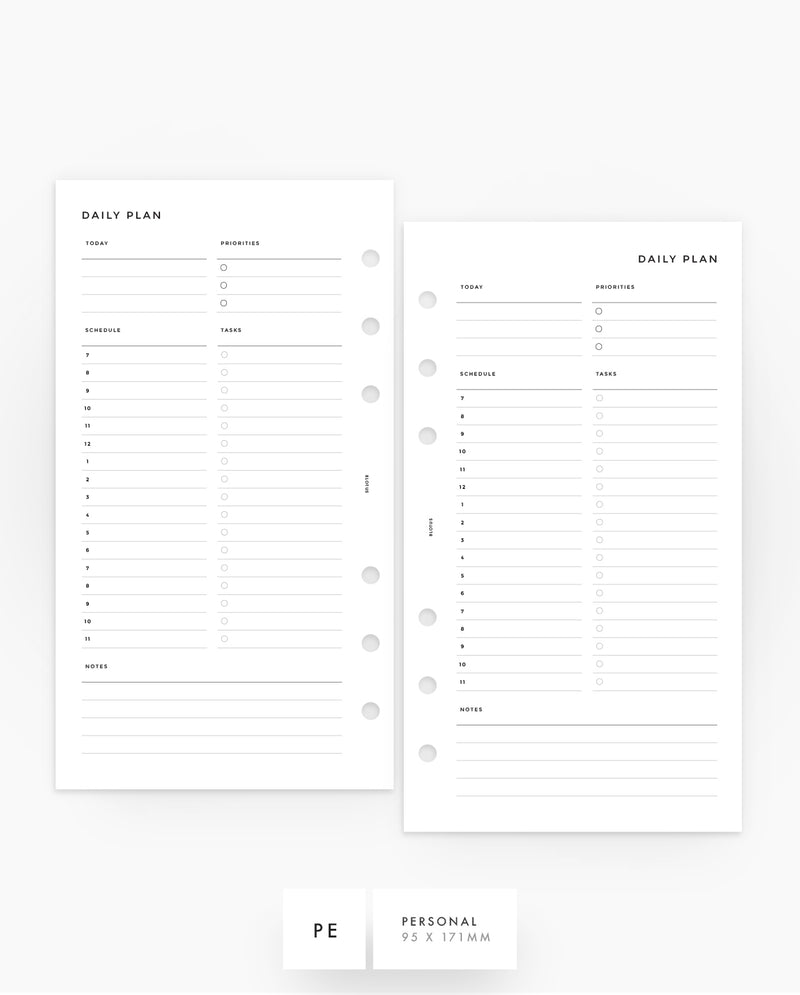 Minimal Daily Hourly Planner Inserts - 8Lotus