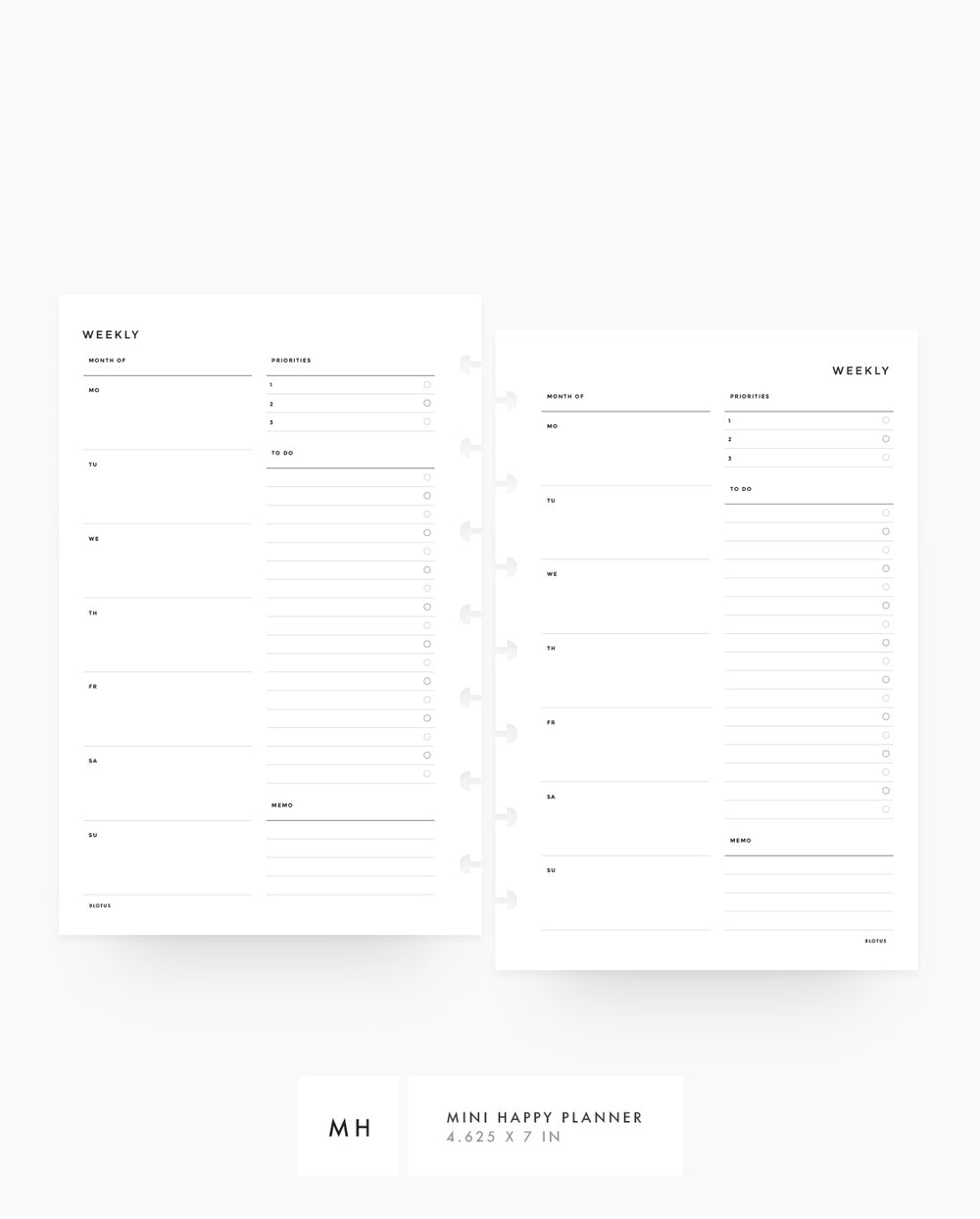 Printable Weekly Overview Planner Insert - 8Lotus
