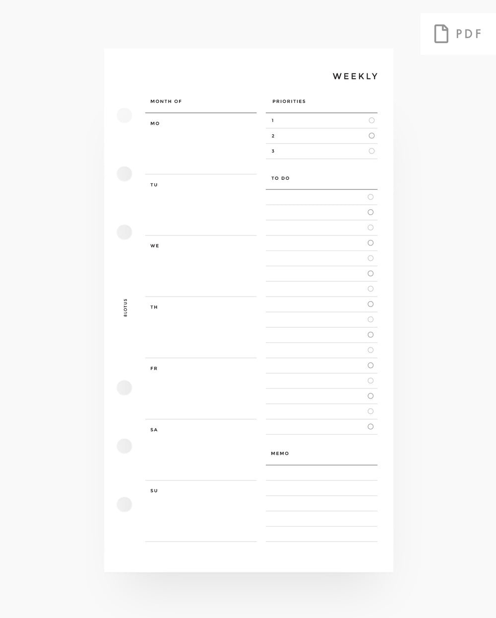 Printable Weekly Overview Planner Insert - 8Lotus