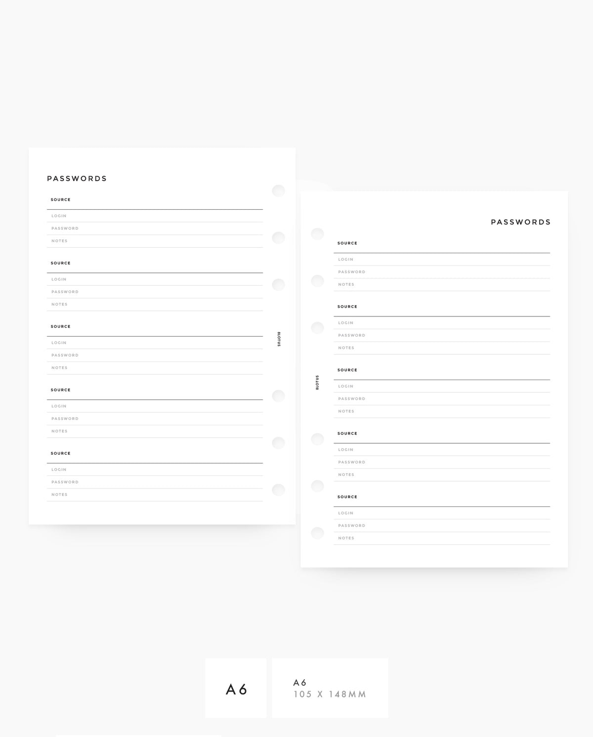 Printable Password Tracker Planner Insert - 8Lotus