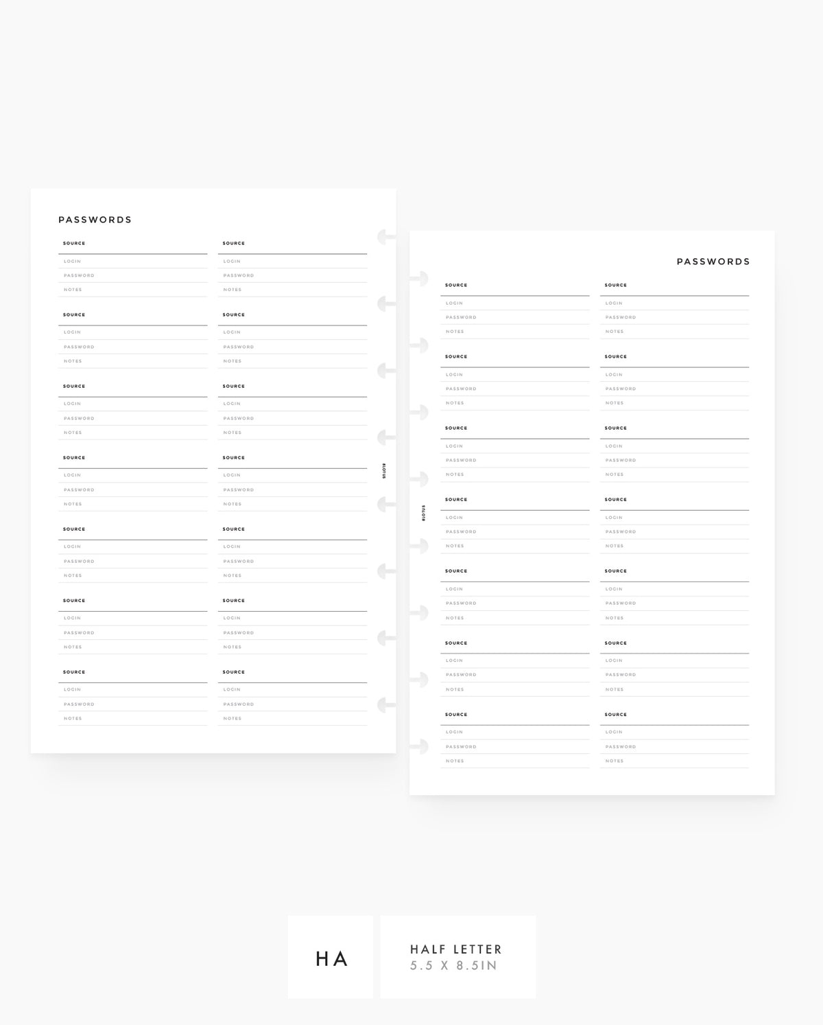Printable Password Tracker Planner Insert - 8Lotus