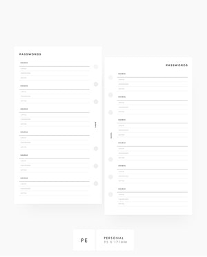 Printable Password Tracker Planner Insert - 8Lotus