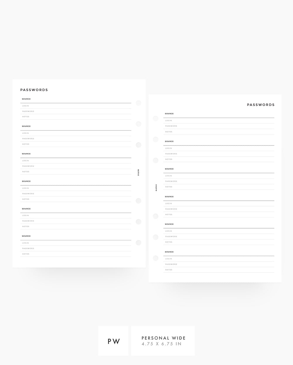 Printable Password Tracker Planner Insert - 8Lotus