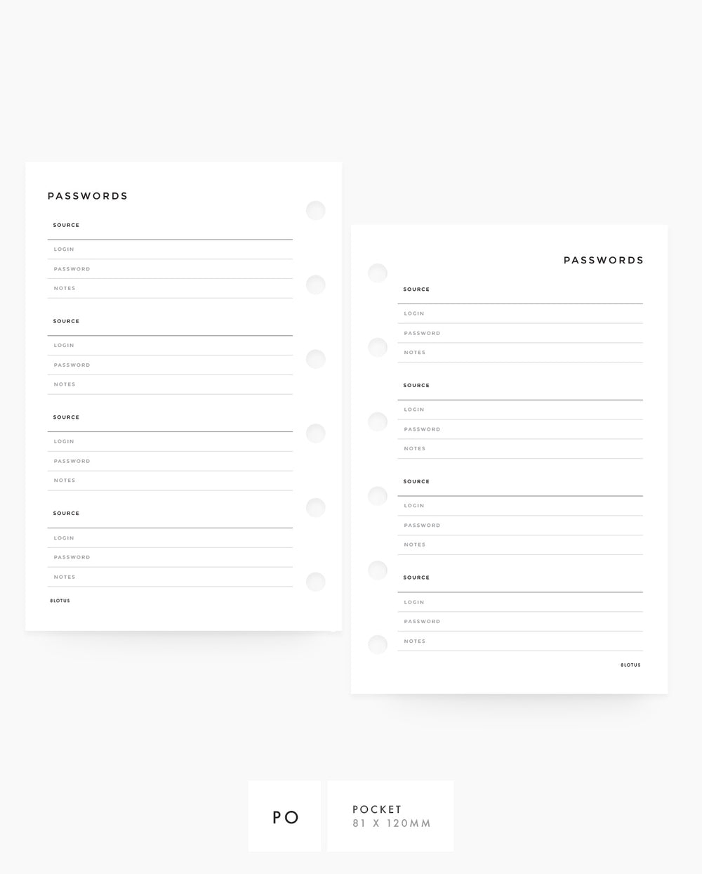 Printable Password Tracker Planner Insert - 8Lotus