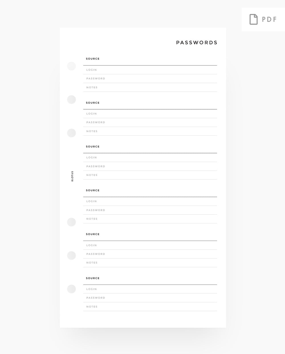 Printable Password Tracker Planner Insert - 8Lotus