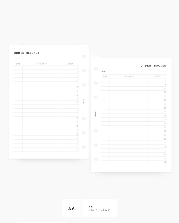 Minimal Order Tracker Planner Inserts - 8Lotus