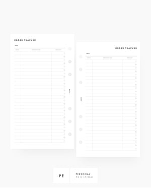 Minimal Order Tracker Planner Inserts - 8Lotus