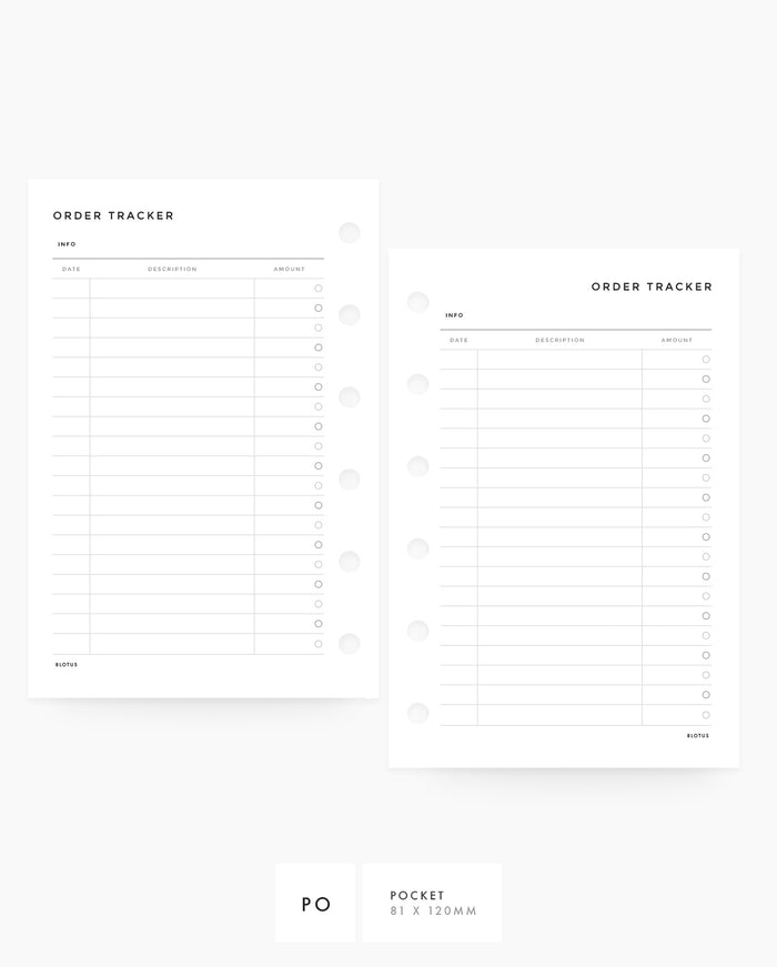 Minimal Order Tracker Planner Inserts - 8Lotus