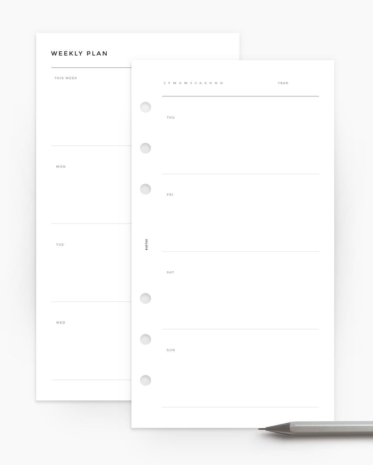 MN019 - Weekly Horizontal Planner Inserts - 8LOTUS