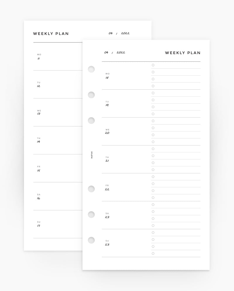 MN132 - Weekly Overview Horizontal - Checklist - PDF