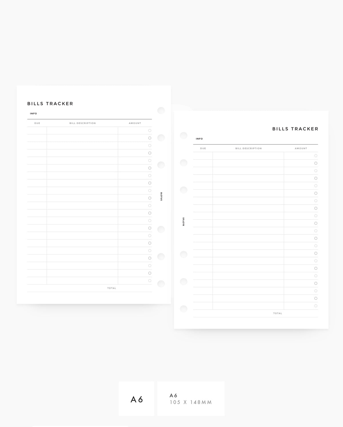 Printable Bills Tracker Planner Insert - 8Lotus