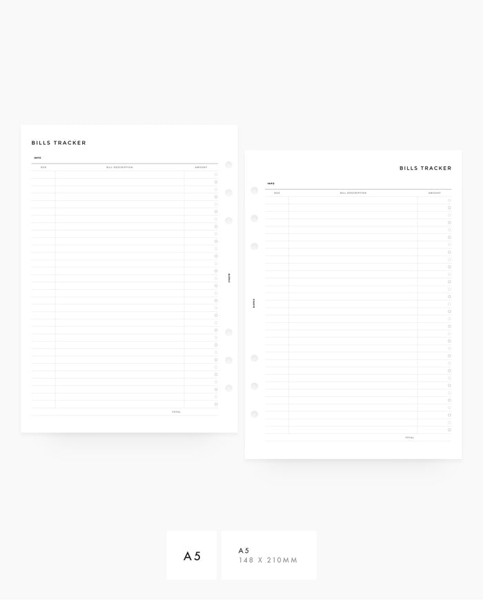 Printable Bills Tracker Planner Insert - 8Lotus