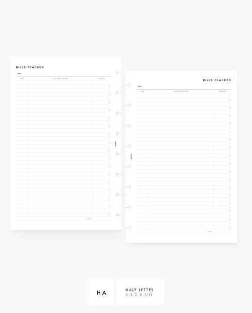 Printable Bills Tracker Planner Insert - 8Lotus