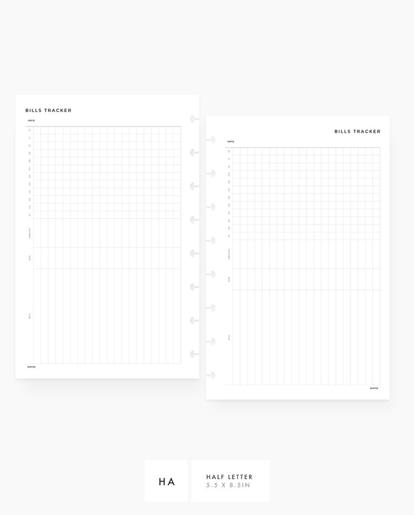 Printable Bills Tracker Planner Insert - 8Lotus