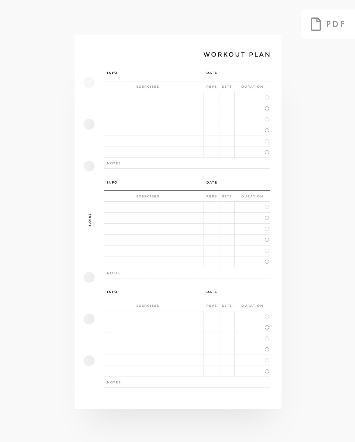 MN031 Workout Planner Printable Inserts - 8Lotus