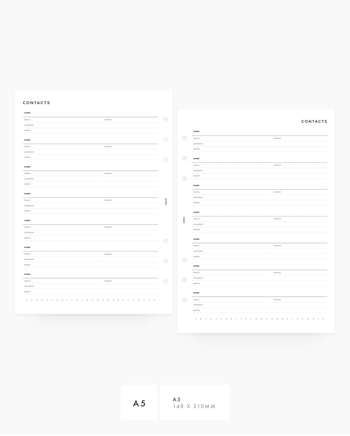 Minimal Contact List Planner Inserts - 8Lotus
