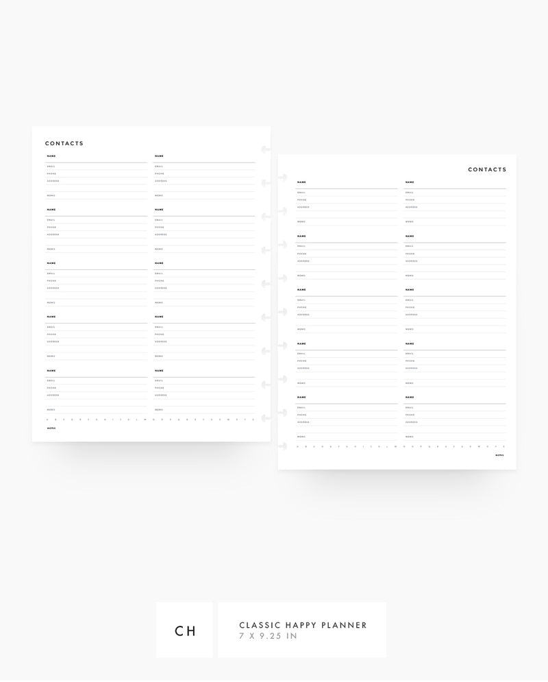 Printable Contact List Planner Insert - 8Lotus