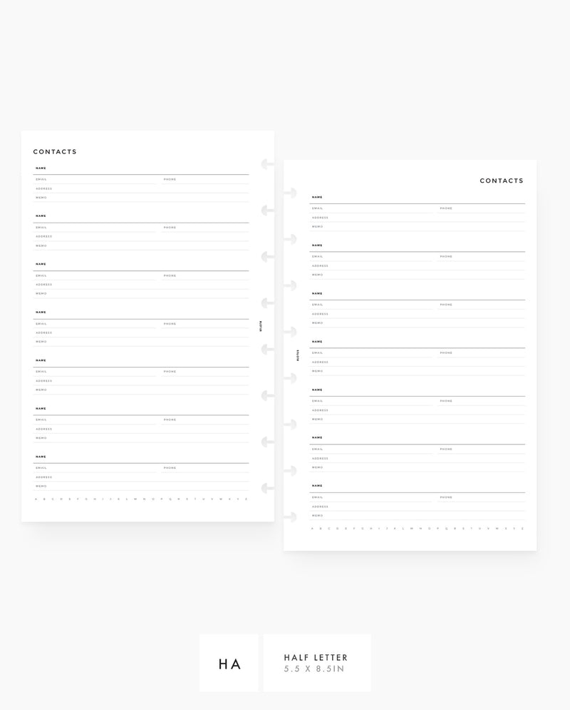 Printable Contact List Planner Insert - 8Lotus