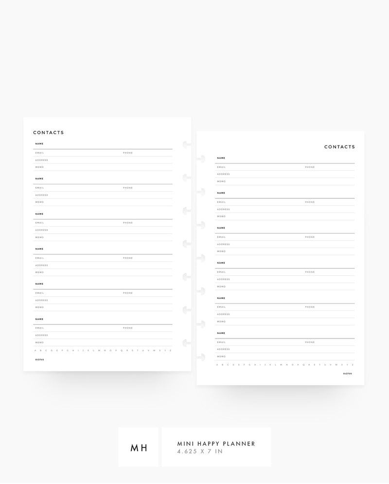 Printable Contact List Planner Insert - 8Lotus